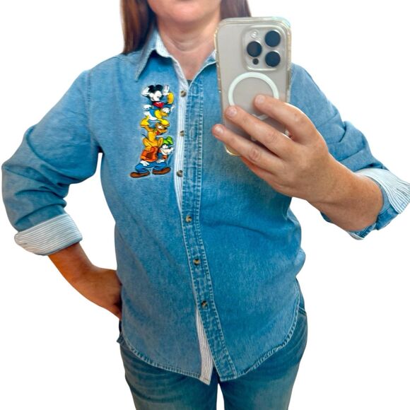 Walt Disney | Tops | Vintage Disney World Denim Button Down Shirt ...